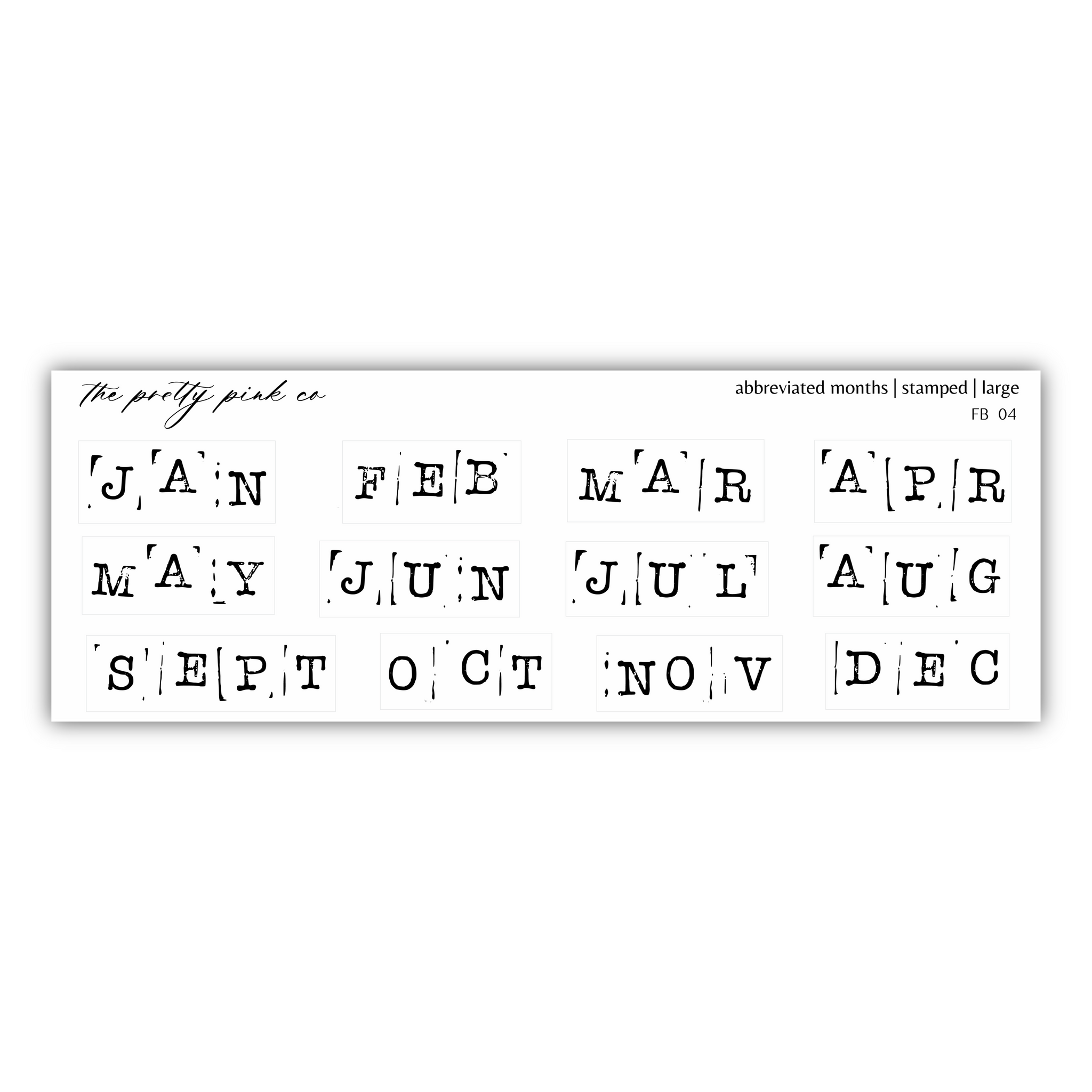 Abbreviated Months | Stamped | Large