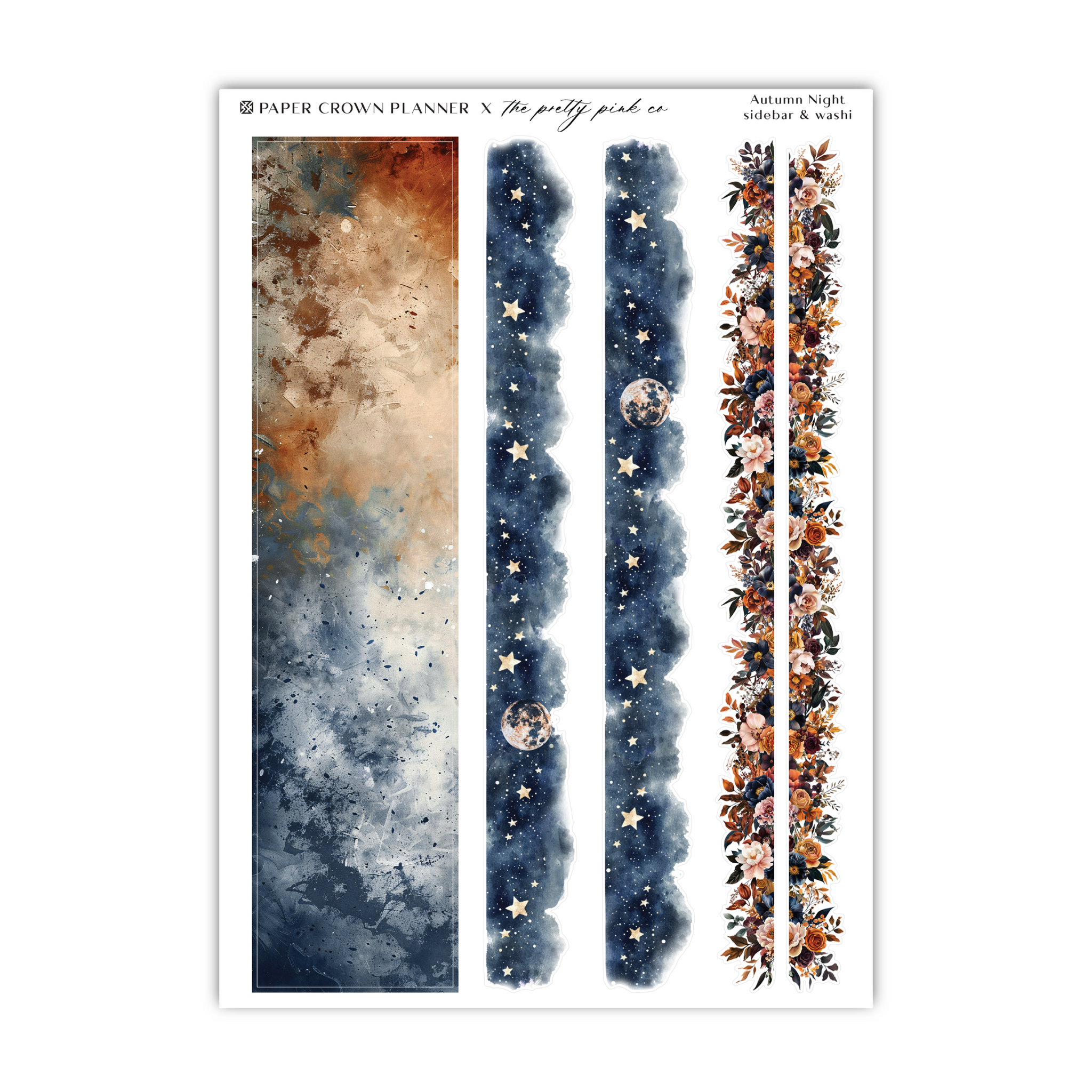 Autumn Night | Sidebar and Washi | Paper Crown Planner Collab