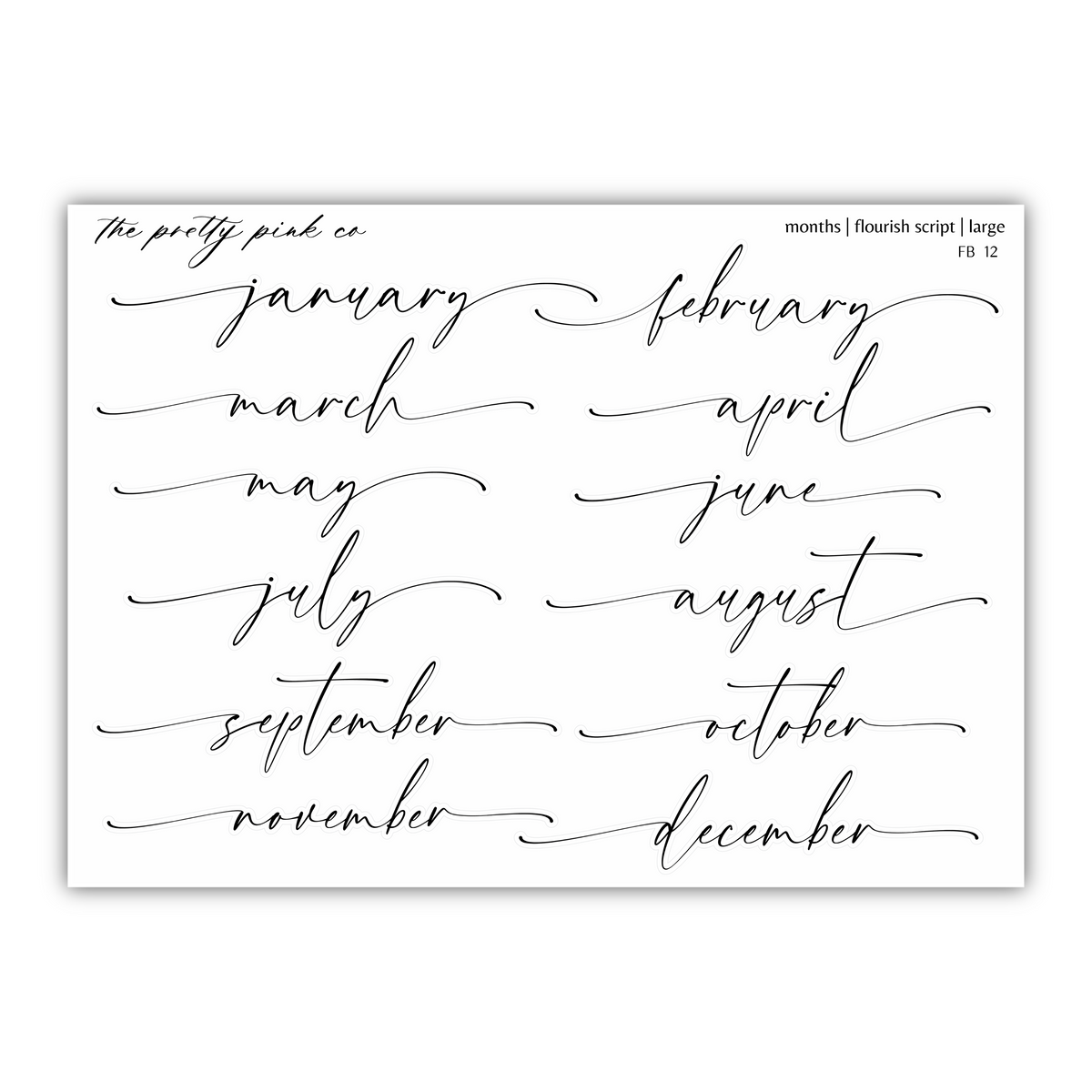 Months | Flourish Script | Large
